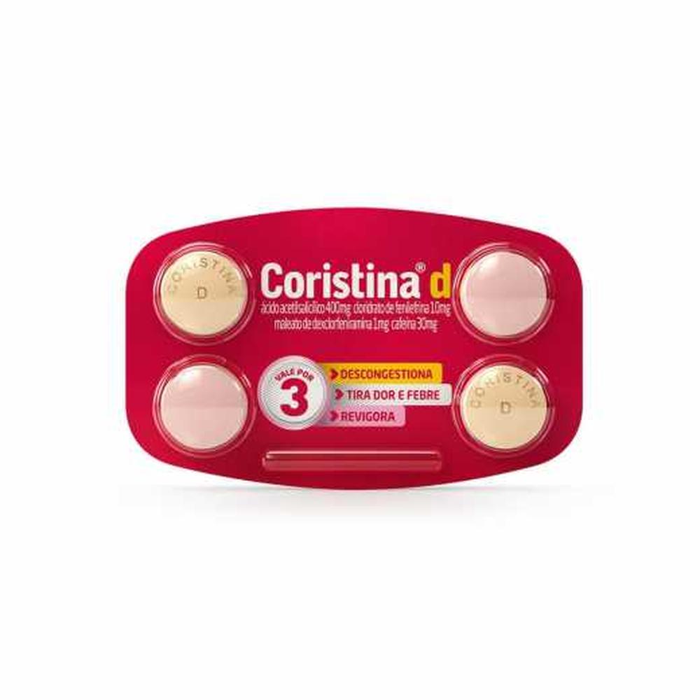 Coristina D Pro 400mg + 4mg + 4mg com 4 Comprimidos - Nivele ...