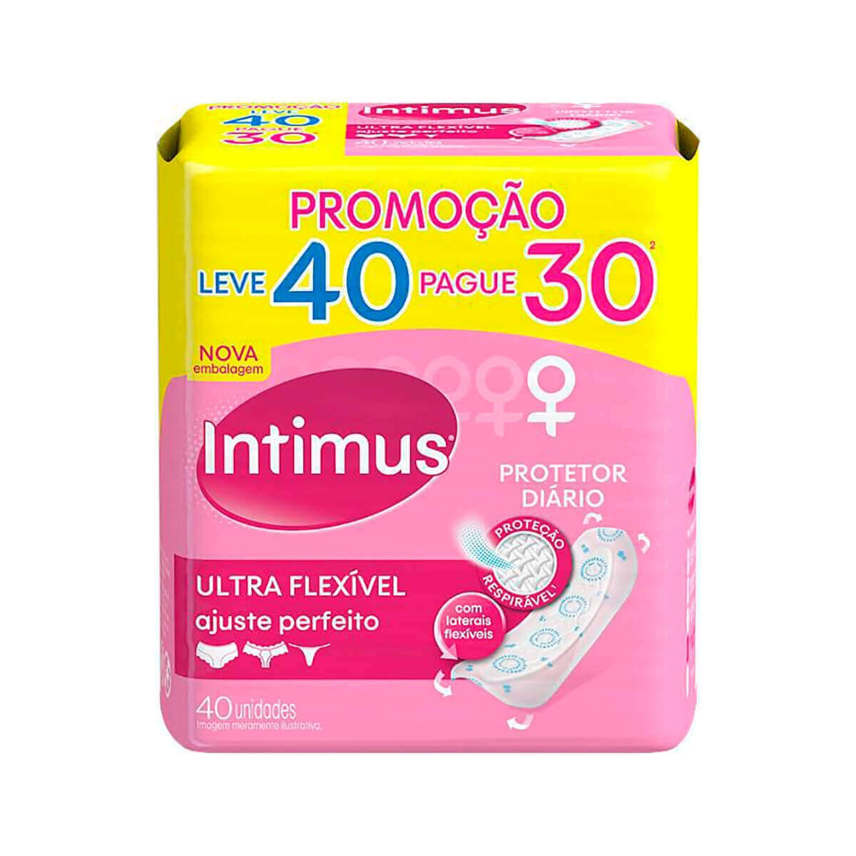 Absorvente Intimus Days Proteção Flexivel Leve 40 Pague 30 Unidades ...