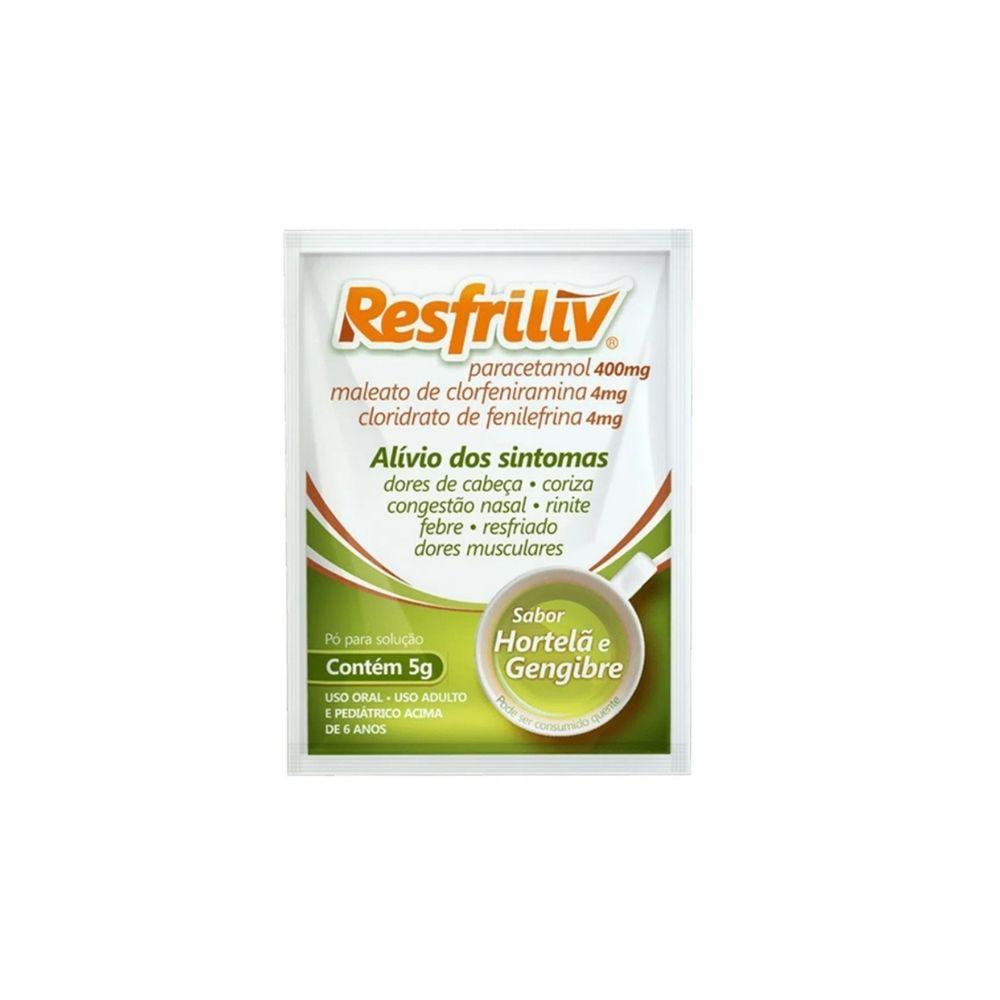Resfriliv 400mg + 4mg + 4mg Sabor Hortelã e Gengibre Pó para Solução 1 ...